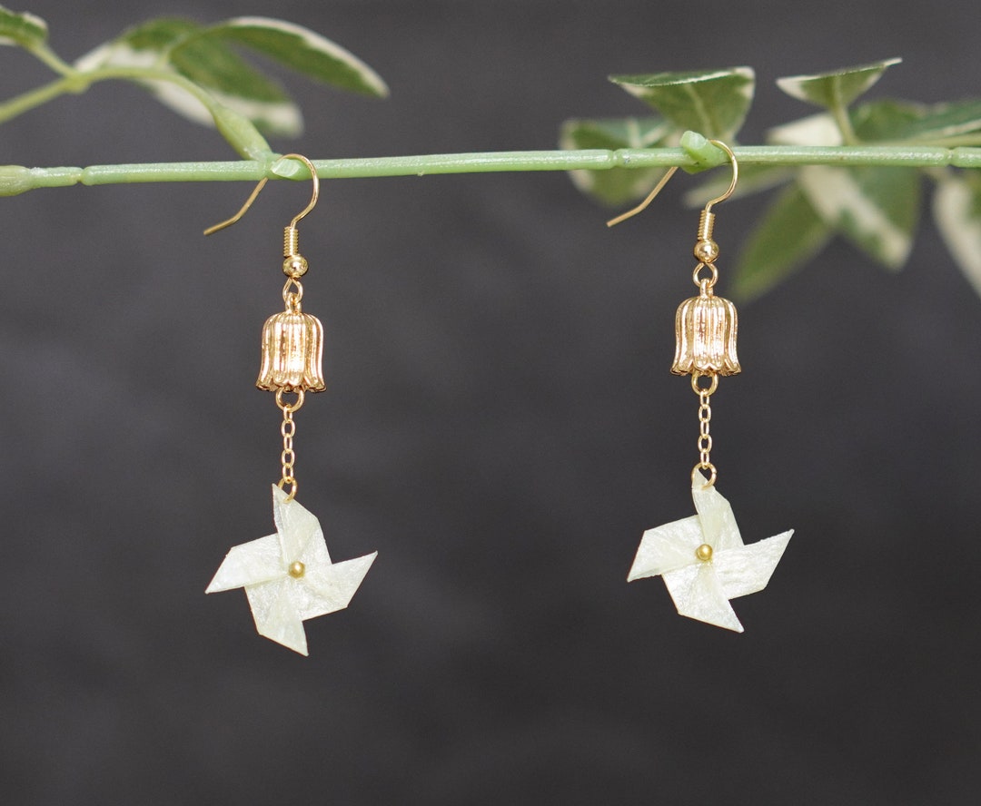 Wind Chime Earrings, Windmill Style, 14K Gold Plated Valentine's Day ...