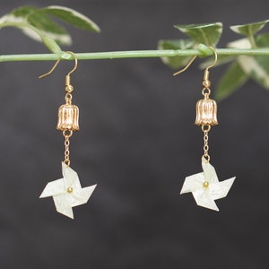 Wind Chime Earrings, Windmill Style, 14K Gold Plated Valentine's Day ...