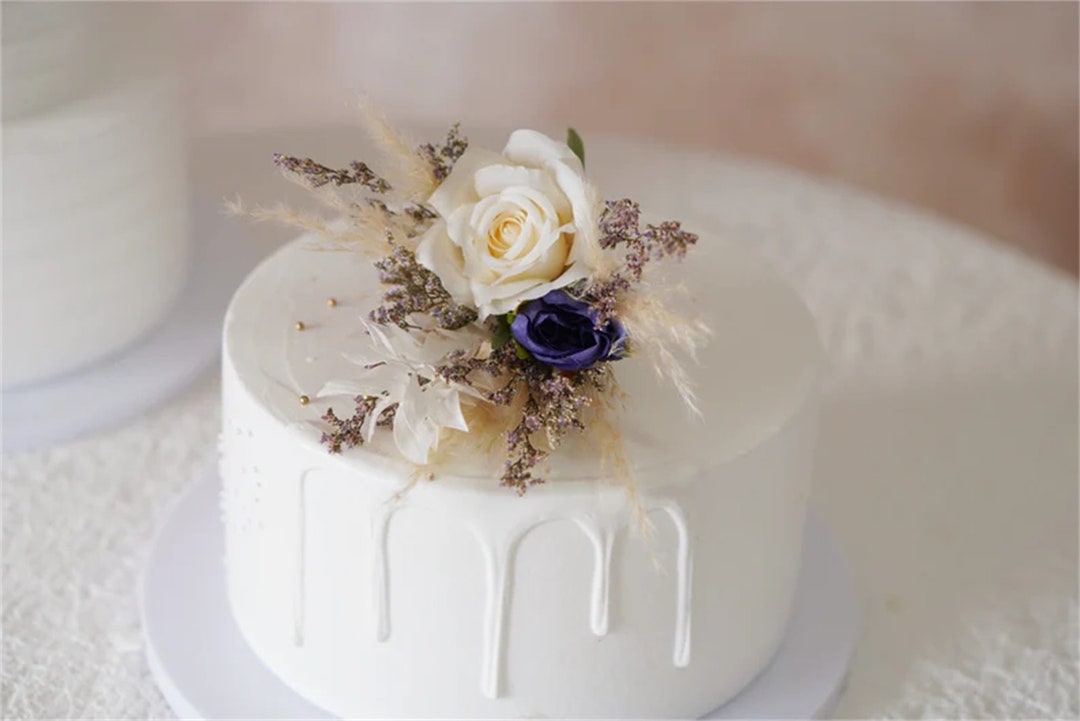 Wedding Cake Topper, Floral Cake Decoration, Cake Topper Flowers, Cream ...