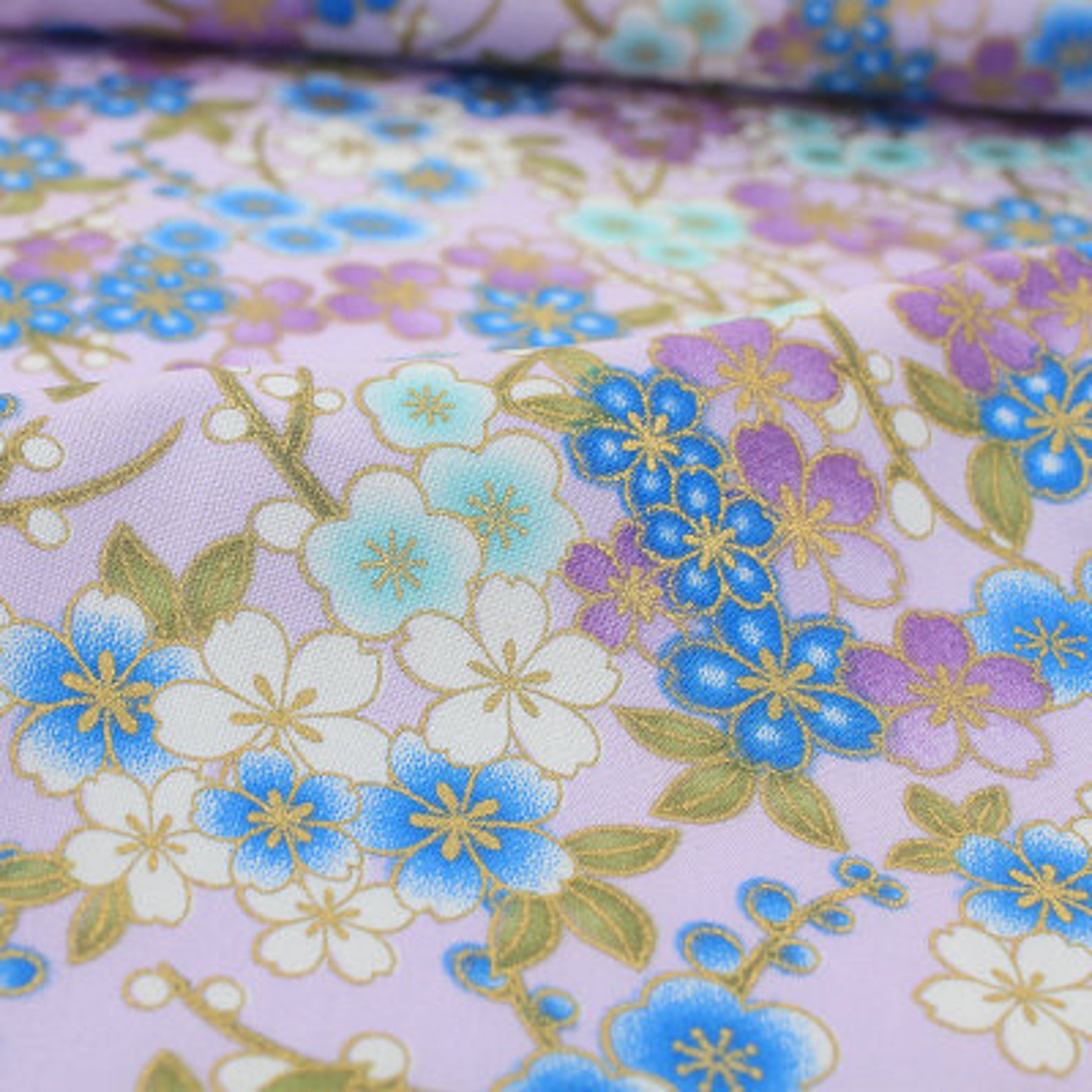 Vintage Japanese Red Cotton Fabric Floral Fabric With Pink White Sakura ...