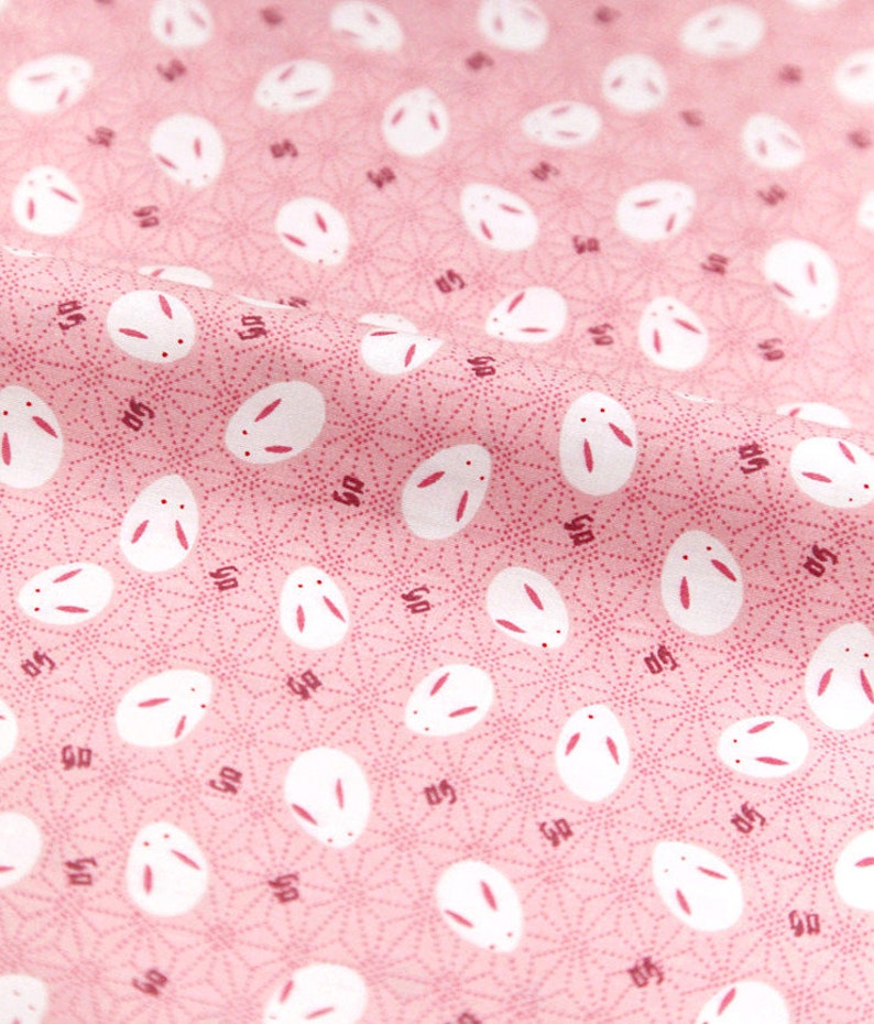 Two Types of Japanese Pink Cotton Fabric Printed With Lovely | Etsy
