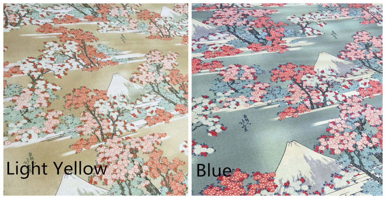 Vintage Japanese Cotton Fabric With Mount Fuji and Sakura - Etsy Canada