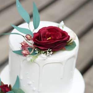 A Set of Three Red Roses Wedding Cake Topper, Floral Cake Decoration ...