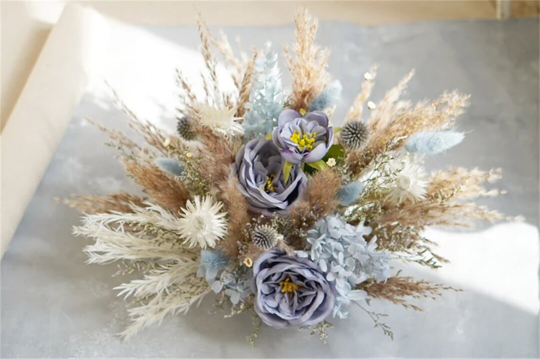 Blue Rustic Flower Centerpiece Lpampas Table Centerpiece L Wedding ...