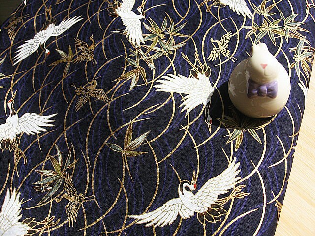 Vintage Japanese Cotton Fabric Cloth Bird Crane Blue by 1/2 | Etsy