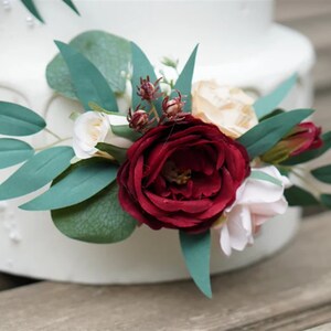 A Set of Three Red Roses Wedding Cake Topper, Floral Cake Decoration ...