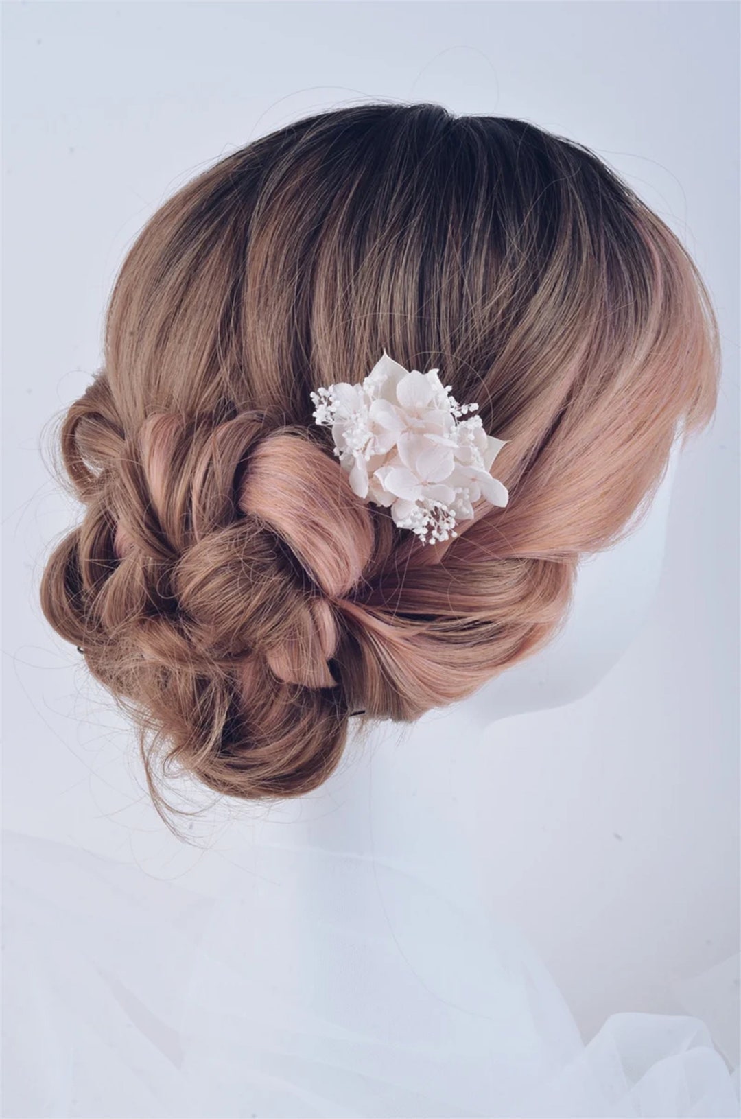 Preserved Natural Real Flower Hair Clip, Pink Hydrangea Clip ,boho ...