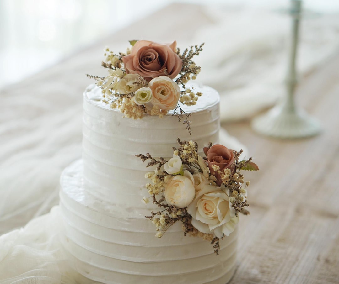 Set of 2 Wedding Cake Topper,floral Cake Decoration, Cake Topper ...