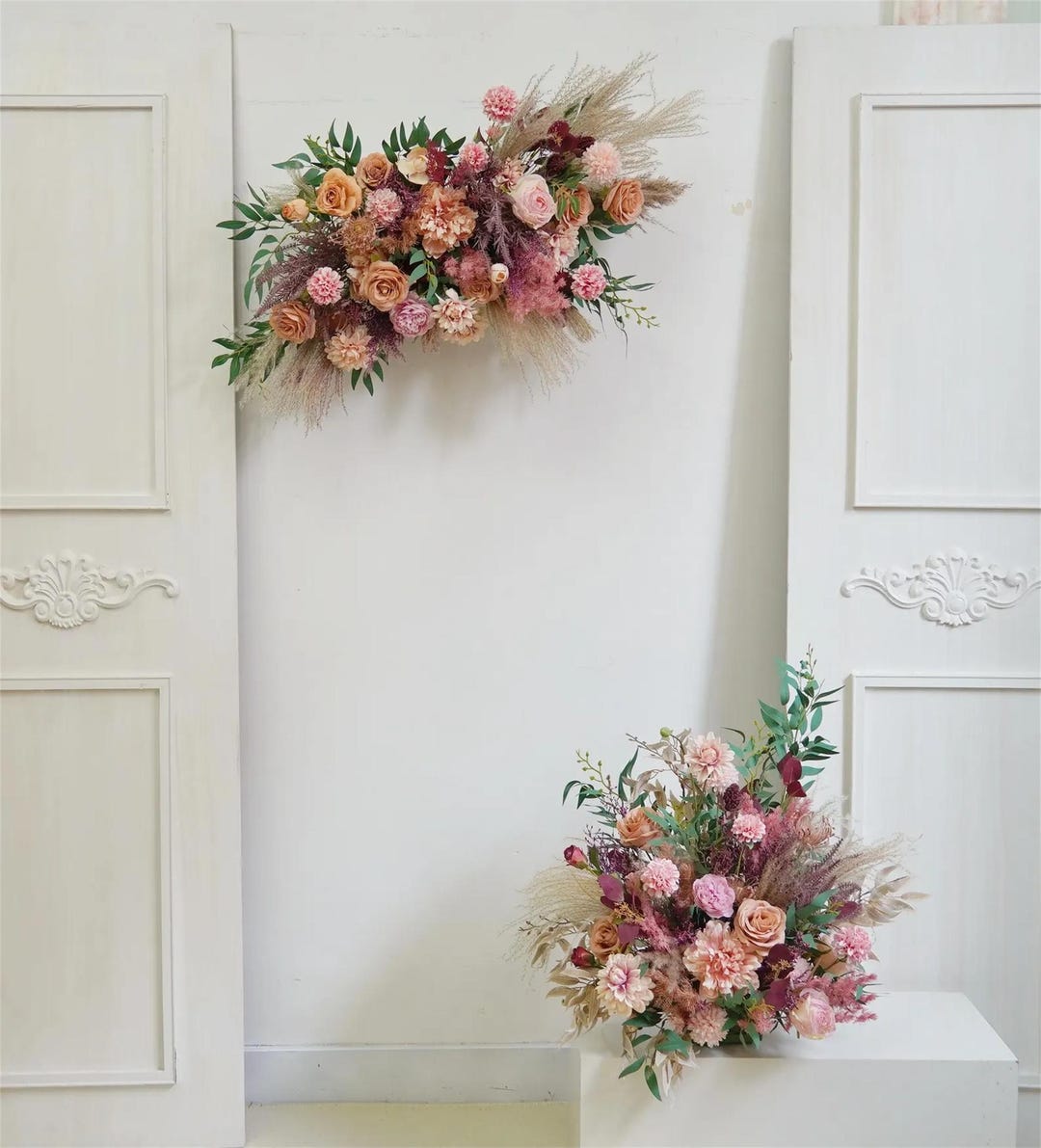 Pampas Arch Arrangement, Evergreen Eucalyptus Leaves Arrangement , Home ...