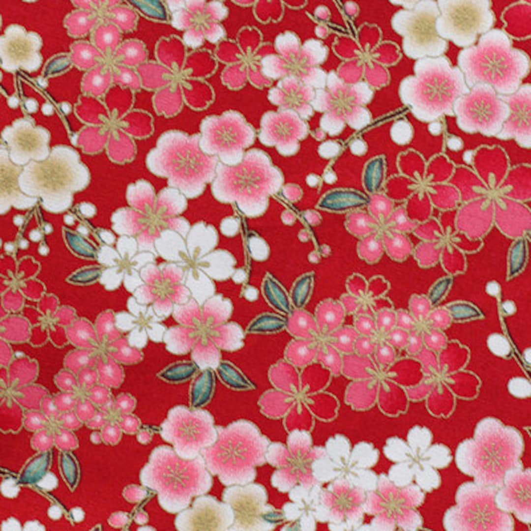 Special for Tessa--vintage Japanese Red Cotton Fabric Floral Fabric ...