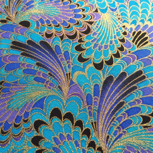 Blue Feather Fabric - Etsy