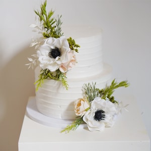 Set of 2 Wedding Cake Topper,artificul Anemone Silk Flowers,cake ...