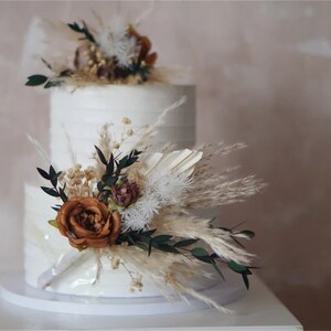 Set of 2 Wedding Cake Topper, Dark Green Leaves Cake Decoration ...