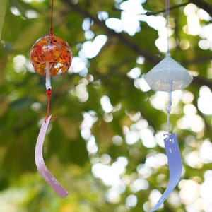 JAPANESE Style Traditional Glass Furin Wind Bell Brightly Colored Wind ...