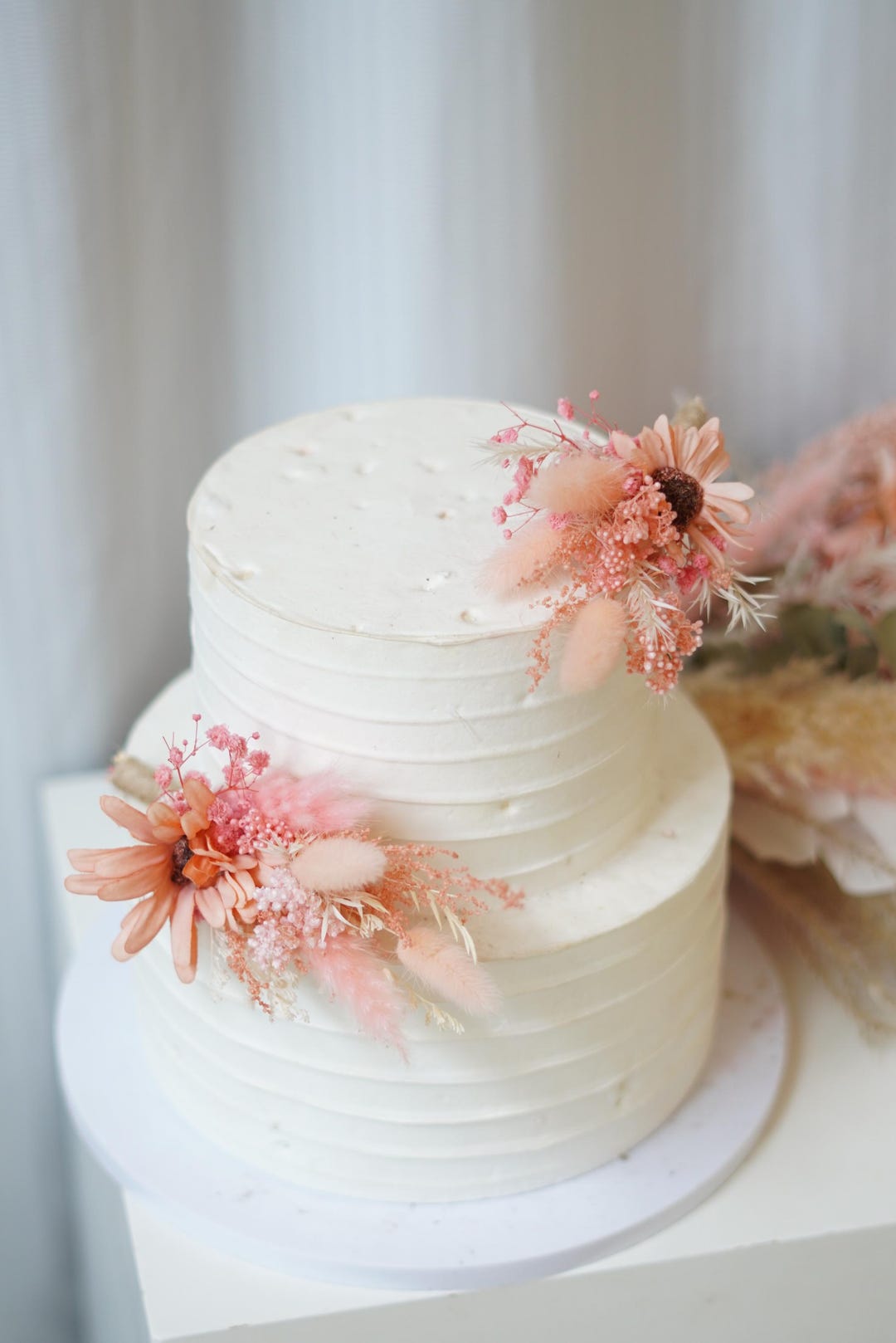 Flesh Pink Wedding Cake Topper, Floral Cake Decoration, Cake Topper ...