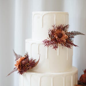 Vintage Brown Wedding Cake Topper, Floral Cake Decoration, Cake Topper ...