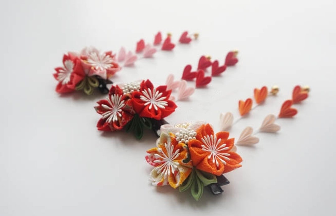Handmade Japanese Traditional Tsumami Kanzashi Hair Clip Pin - Etsy