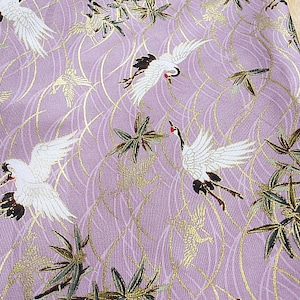 Vintage Japanese Cotton Fabric Cloth Bird Crane Purple by 1/2 Yard for ...