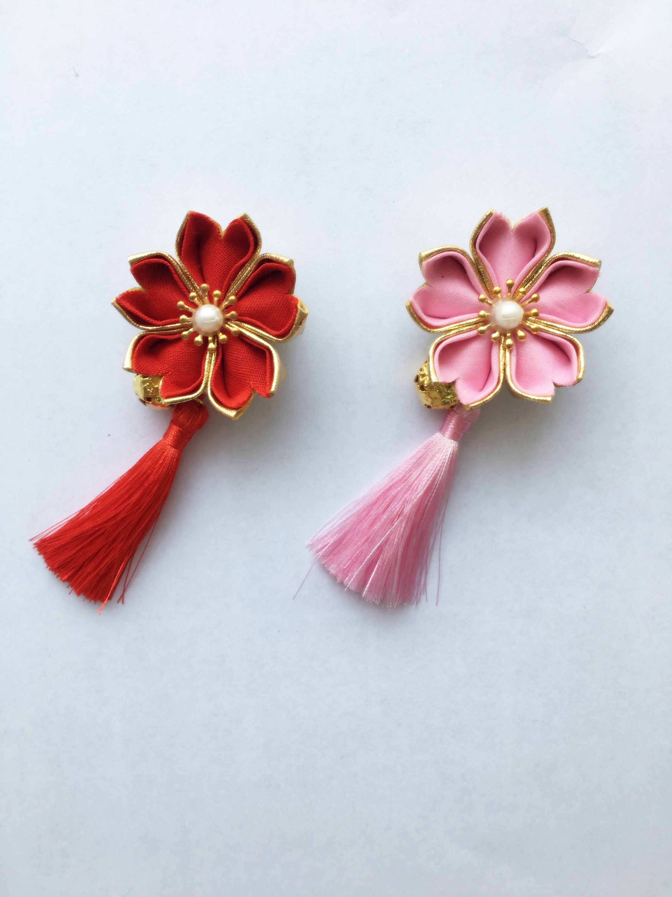 Handmade Japanese Traditional Tsumami Kanzashi Hair Clip Pin | Etsy