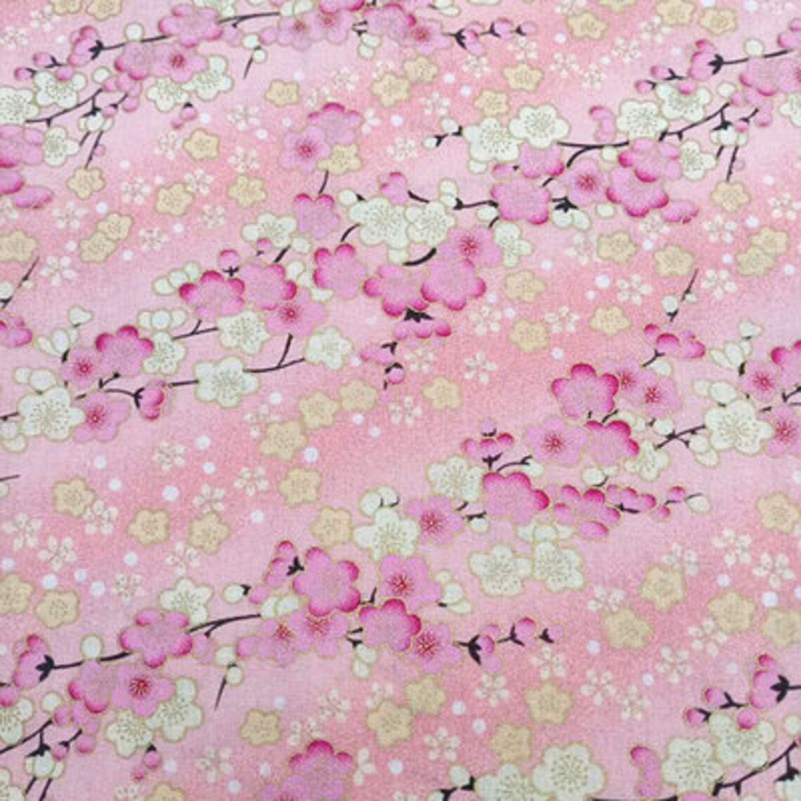 Vintage Japanese Cotton Fabric Floral Fabric With Sakura - Etsy