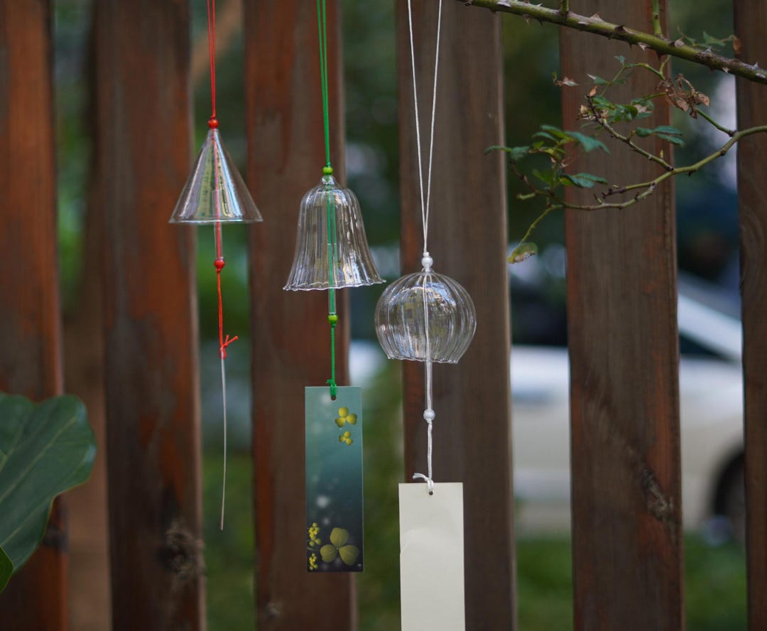 2 Pieces JAPANESE Traditional Glass Furin Wind Bell Wind Chime Windbell ...