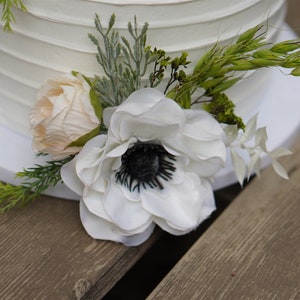 Set of 2 Wedding Cake Topper,artificul Anemone Silk Flowers,cake ...