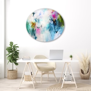 Circular Abstract Art, Round Canvas, One-of-a-kind Artwork, Acrylic ...
