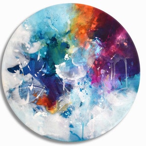 Abstract Painting // Abstract Art // Round Canvas // Acrylic Painting ...