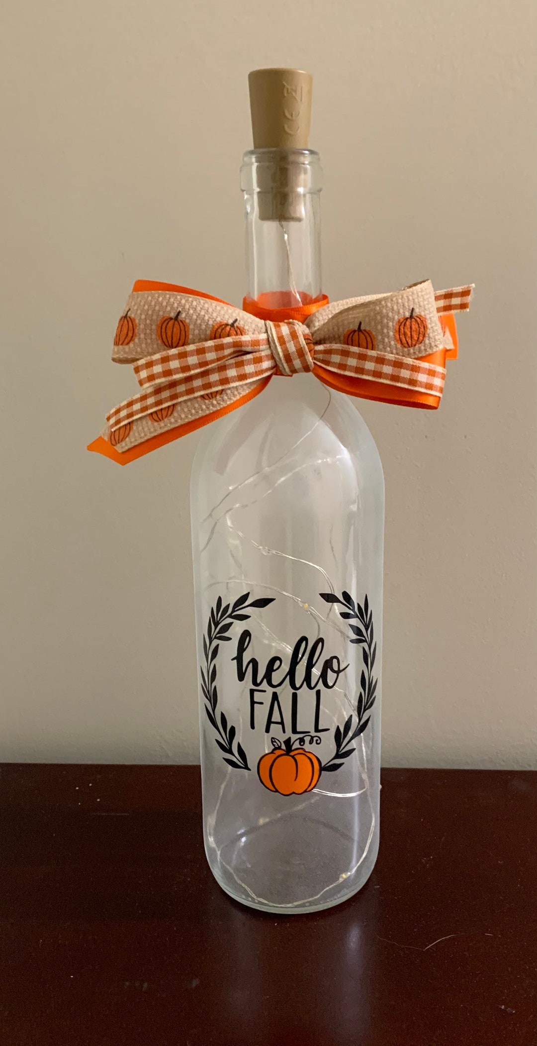 Hello Fall Wine Bottle Light - Etsy
