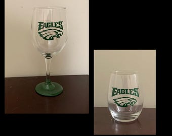 Philadelphia Eagles Glitter Stemless Wine Glass: Football Fan Gift - Etsy