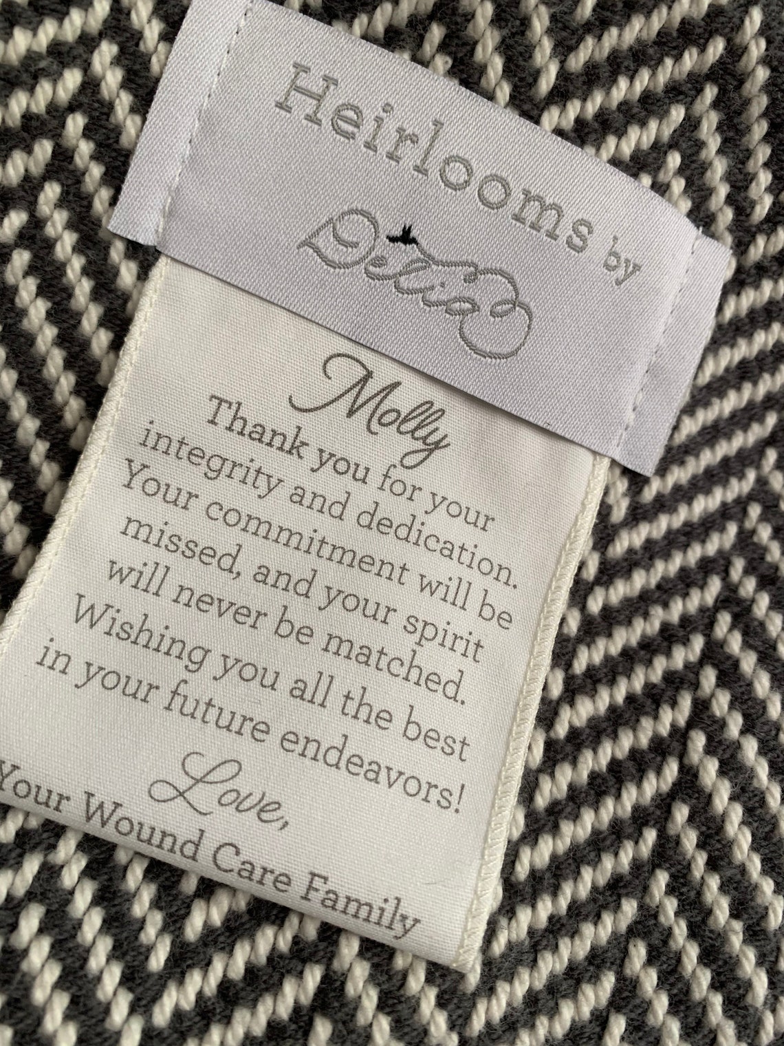 Personalized Classic Diamond Throw Blanket With Fabric Message Tag ...