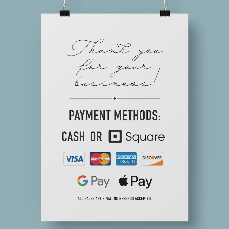 Payments Accepted Sign - Etsy