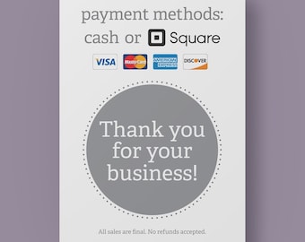 Market Table Payment Sign Bold Type Download - Etsy