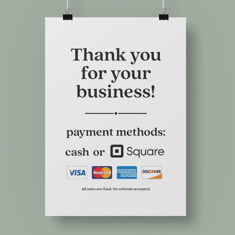Payments Accepted Sign - Etsy