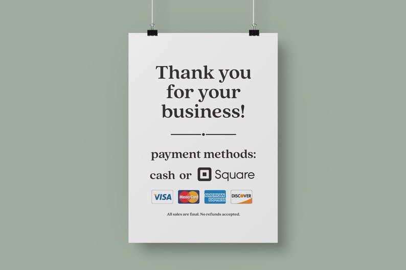 Market Table Payment Sign Bold Type Download - Etsy