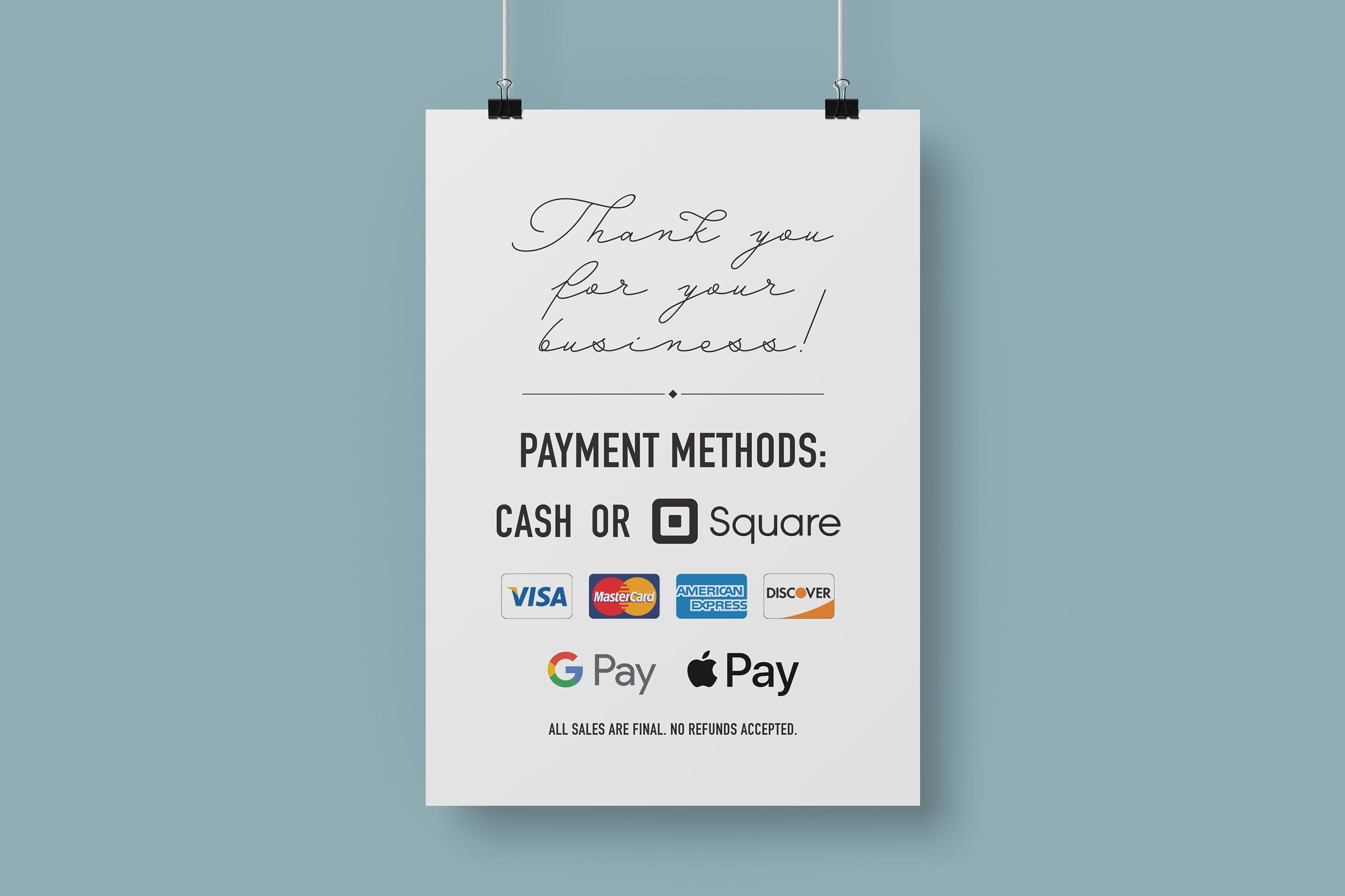 Market Table Payment Sign With Google & Apple Pay Icons- Downloadable ...