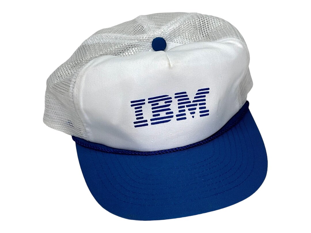 Vintage IBM Snapback Hat White Blue Rope Hat Trucker Software Computers ...