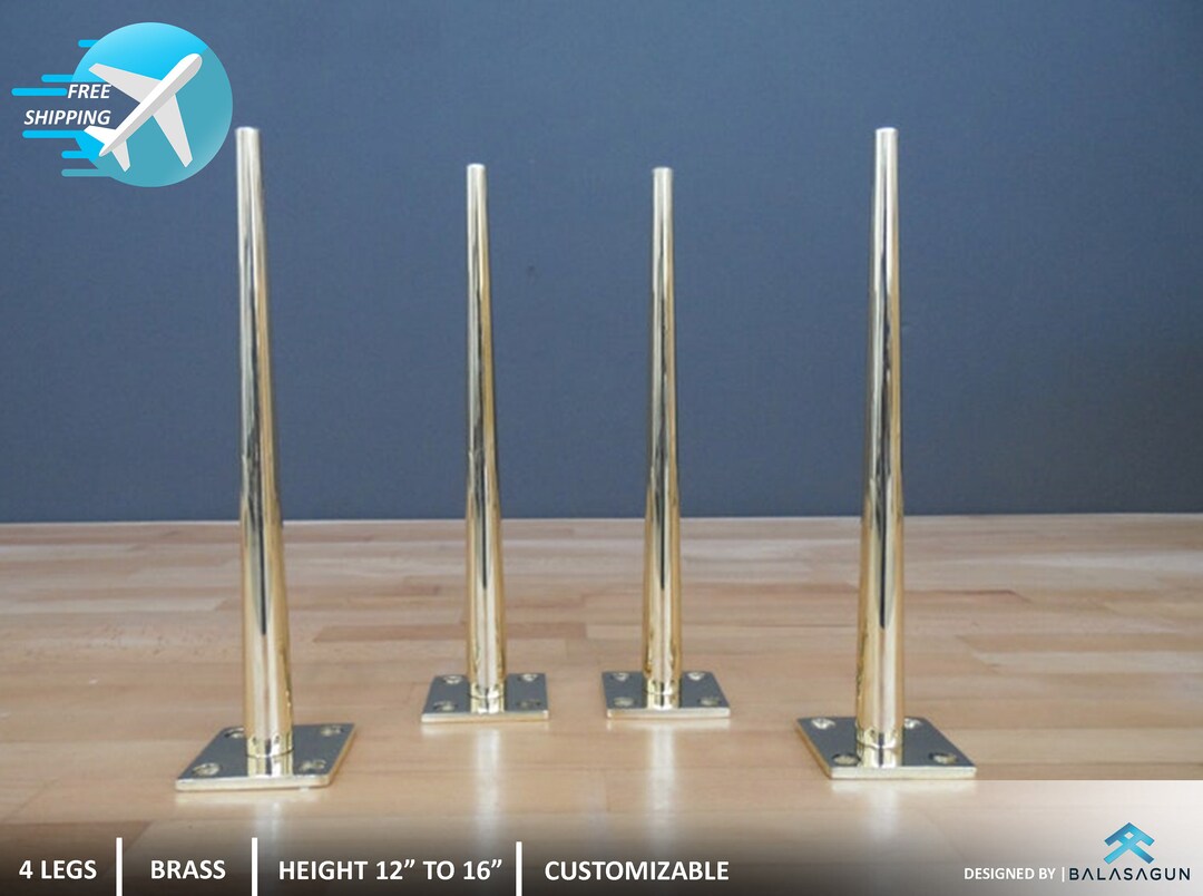 Brass Coffee Table Legs ,16" BITLIS Tapered Table Legs , Height 12 ...