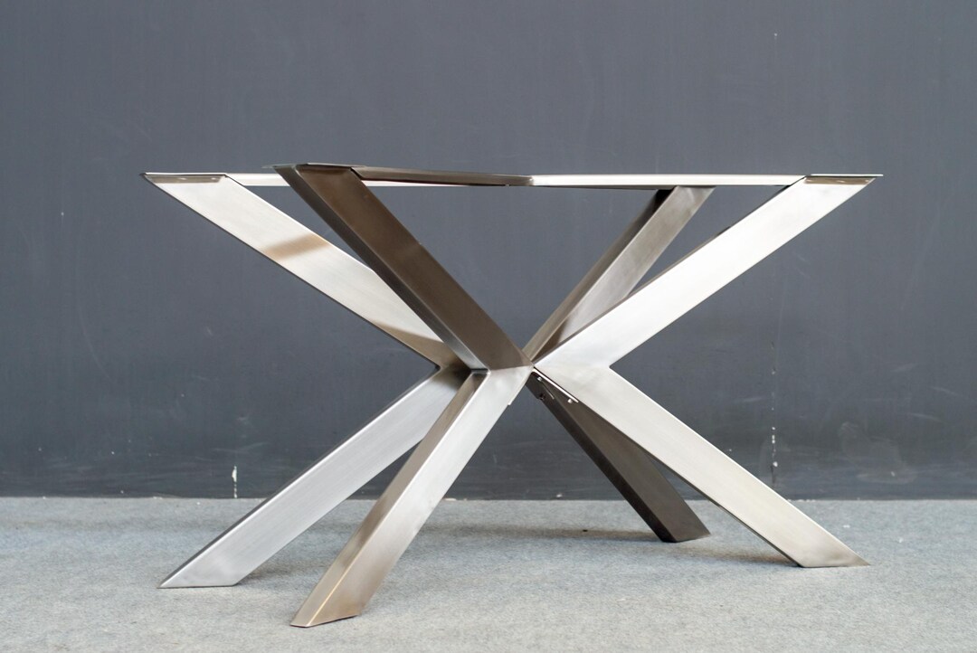 Modern Stainless Steel Table Base for Rectangle Tops | 28" H X 24" W X ...