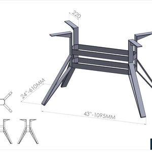 Modern Table Base , 28" LAGARI - 24" Wide X 43" Long Table Base ...