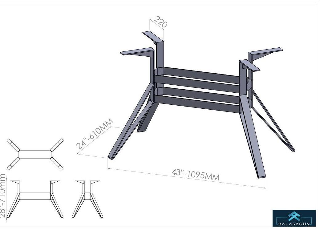 Modern Table Base , 28" LAGARI - 24" Wide X 43" Long Table Base ...