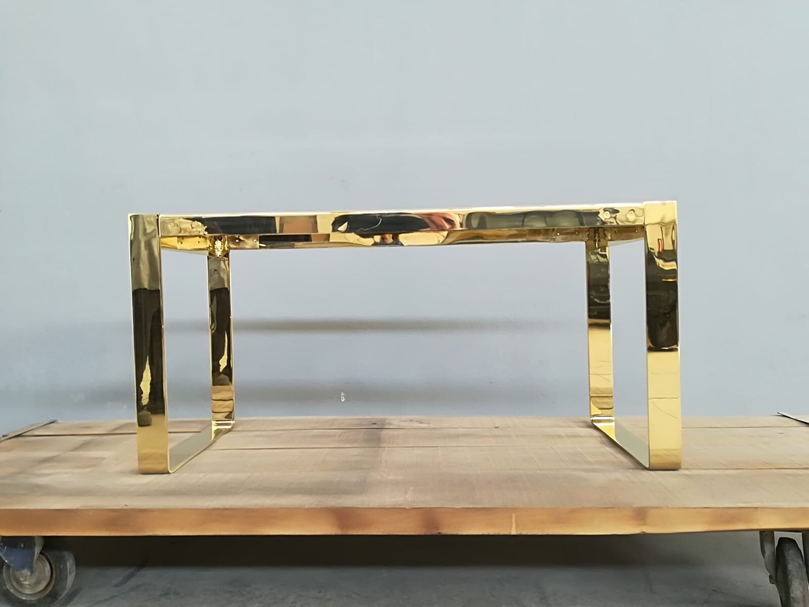 Gold Modern Dining Table Base, 28"h X 28"w X 52”L Flat Brass Table Base ...