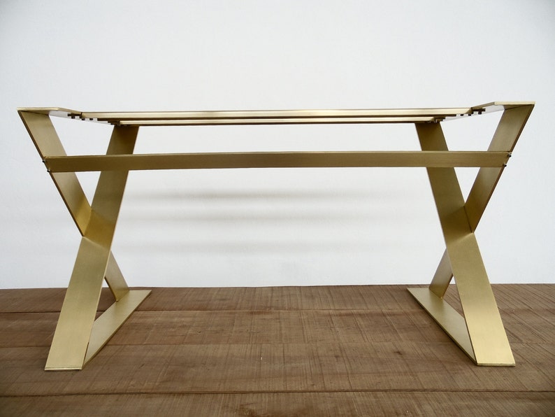 X-frame Flat Brass Table Base 28" H X 24" W X 52” L ,customizable ...