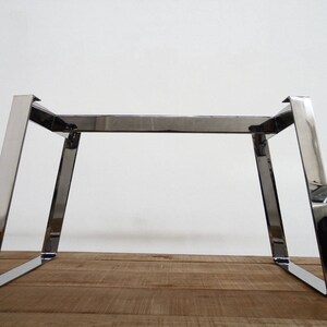 Modern Stainless Steel Dining Table Base , 28 H X 24 W X 52 L Angled ...