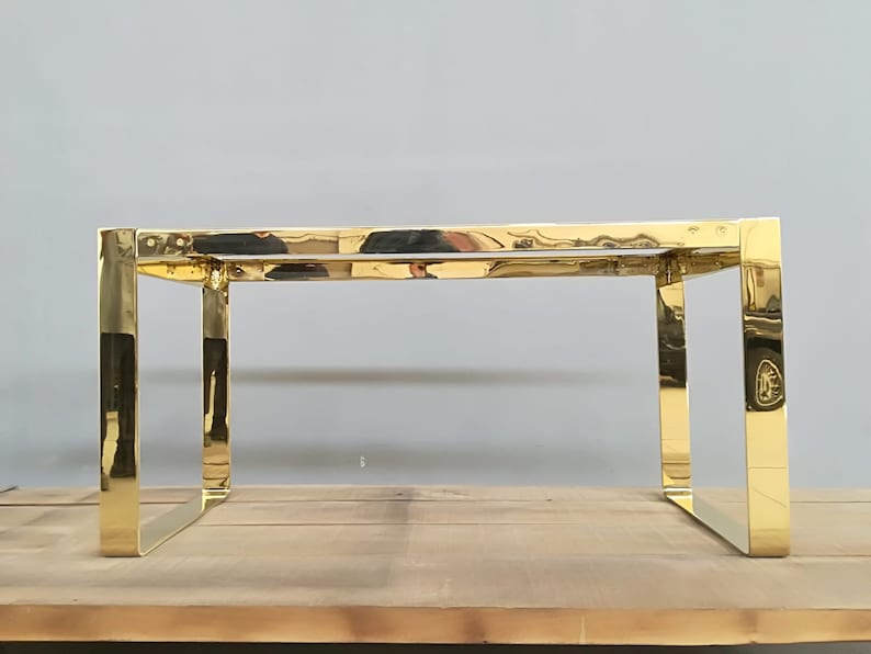 Gold Modern Dining Table Base, 28"h X 28"w X 52”L Flat Brass Table Base ...
