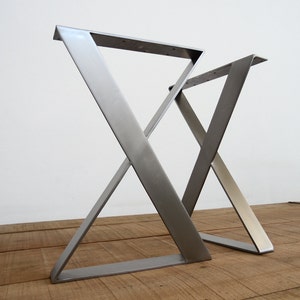 Stainless Steel Dining Table Legs , 28" H X 24" W X-frame Wide Flat ...
