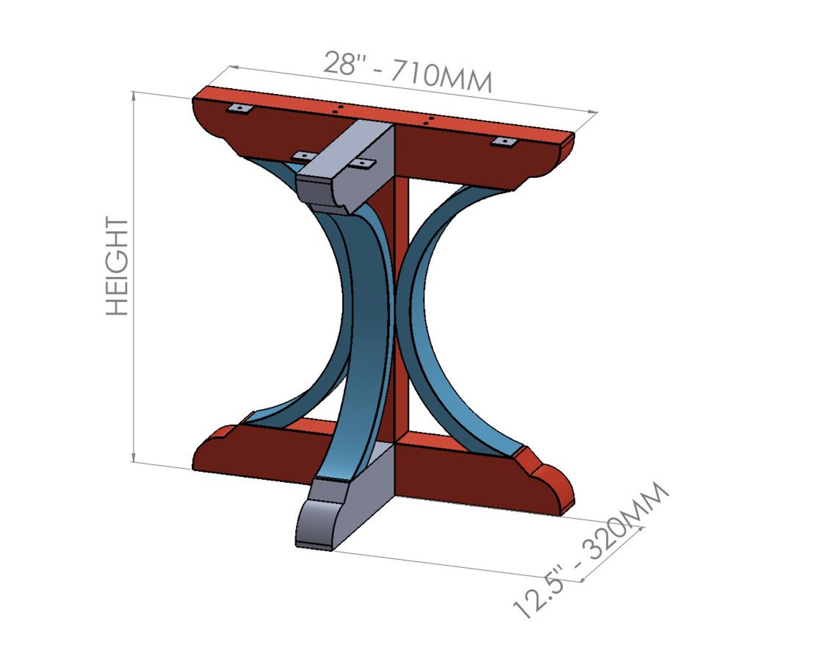 Modern Dining Table Legs Handmade & Customizable REY SELCUK Trestle ...