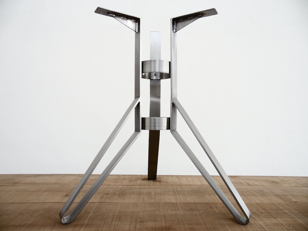 Satin Stainless Steel Round Table Base – 28” Height for Glass or Marble ...