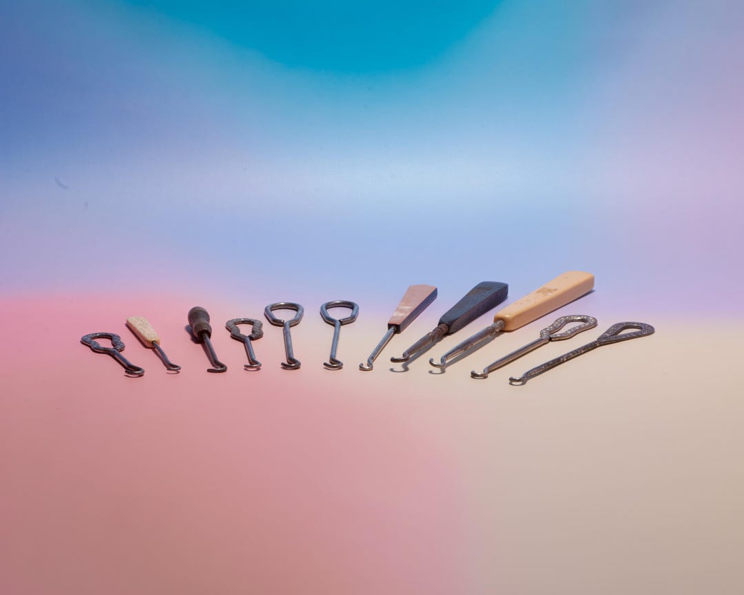 Collection of 11 1800s Button Hooks: Wooden, Horn, Advertising Handles ...