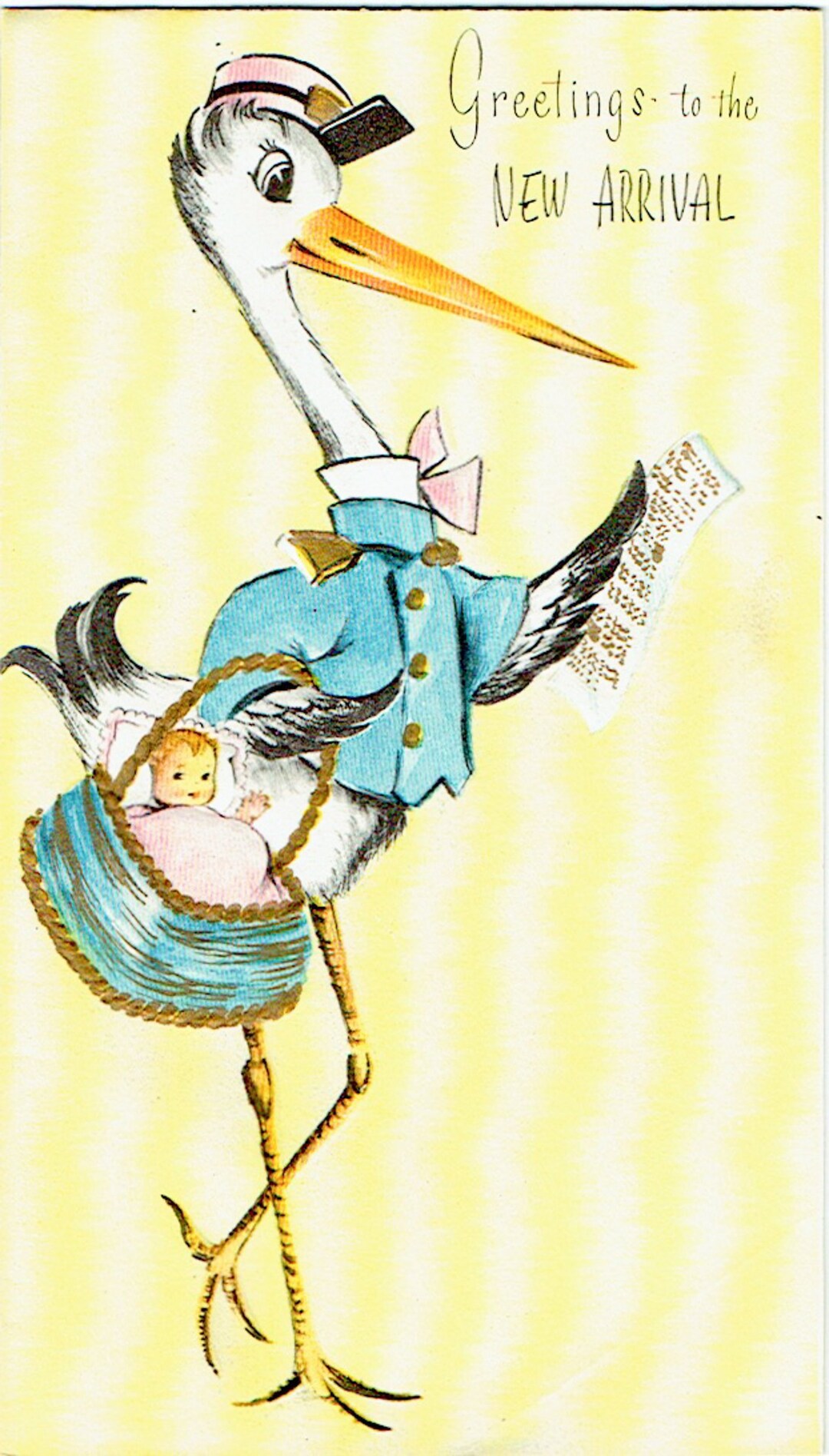 Vintage Greeting Card, New Arrival, Expecting, New Baby, Embossed, 1960 ...